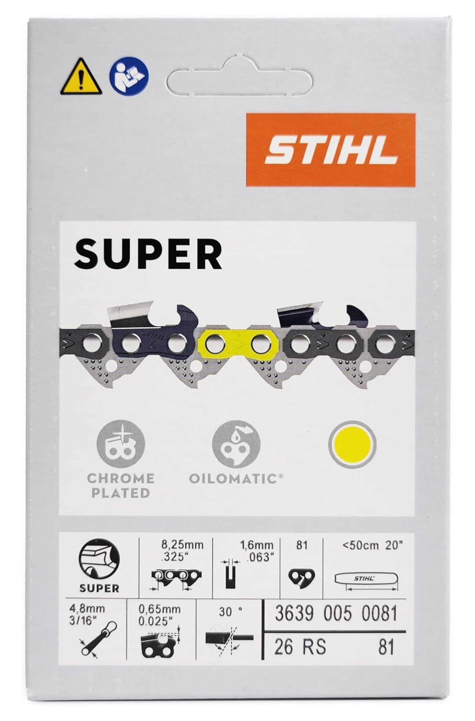 Genuine 20" Chainsaw Chain 0.325" Pitch, 0.063" Gauge, 81 Drive , Rapid ...