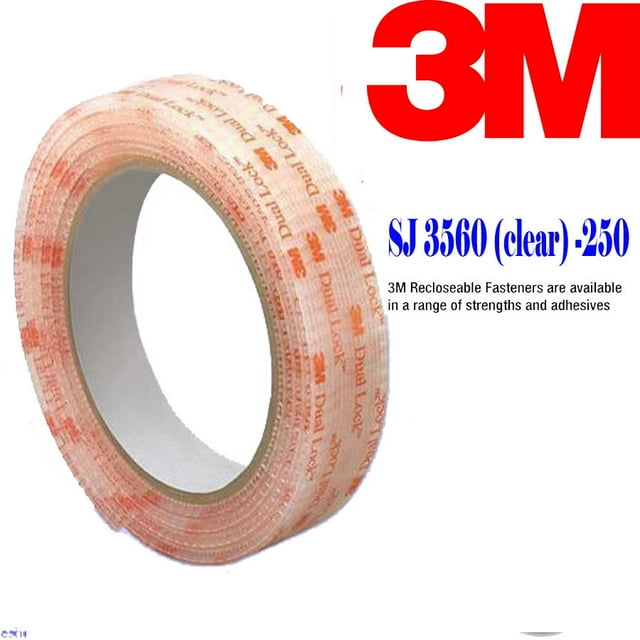 Genuine 3M Dual Lock SJ3560 Type 250 VHB Clear Reclosable Fastener, 1" W x 5' Indoor/Outdoor ...