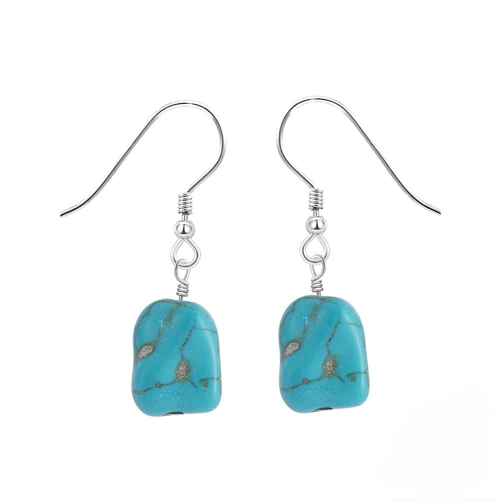 Genuine 925 Sterling Silver Turquoise Dangle Drop Earrings for Women ...