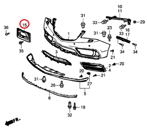 Genuine Acura MDX Front Bumper License Plate Base Bracket Holder OE ...