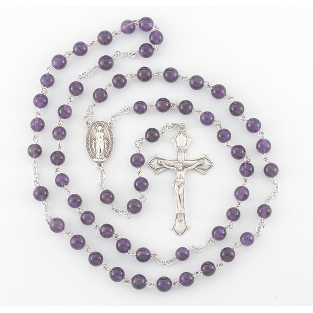 Genuine Amethyst Sterling Rosary | Made in USA | Catholic Rosary Beads ...