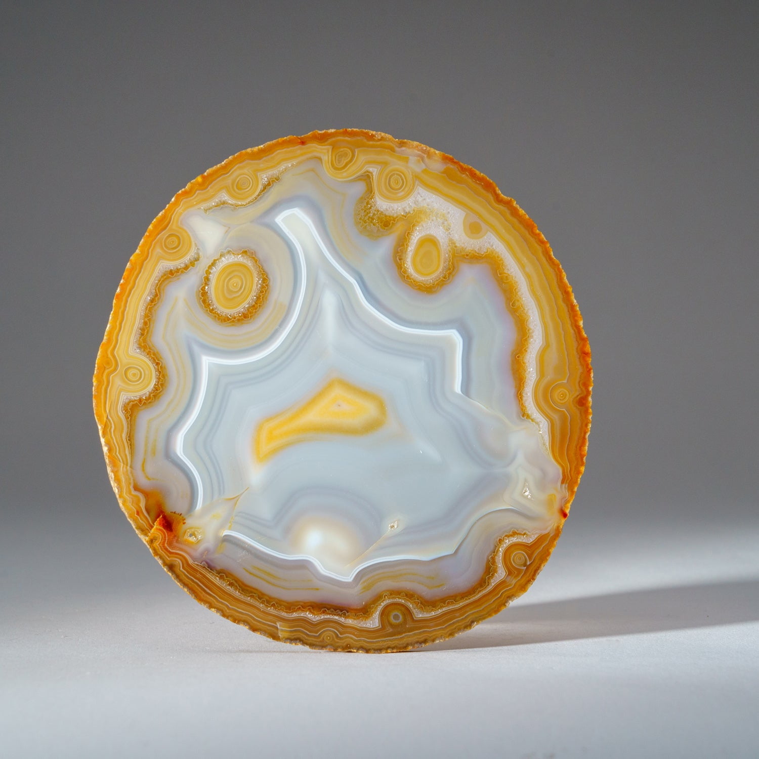 Genuine Banded "Smiley Face" Quartz Agate Slice from Brazil (204 grams ...