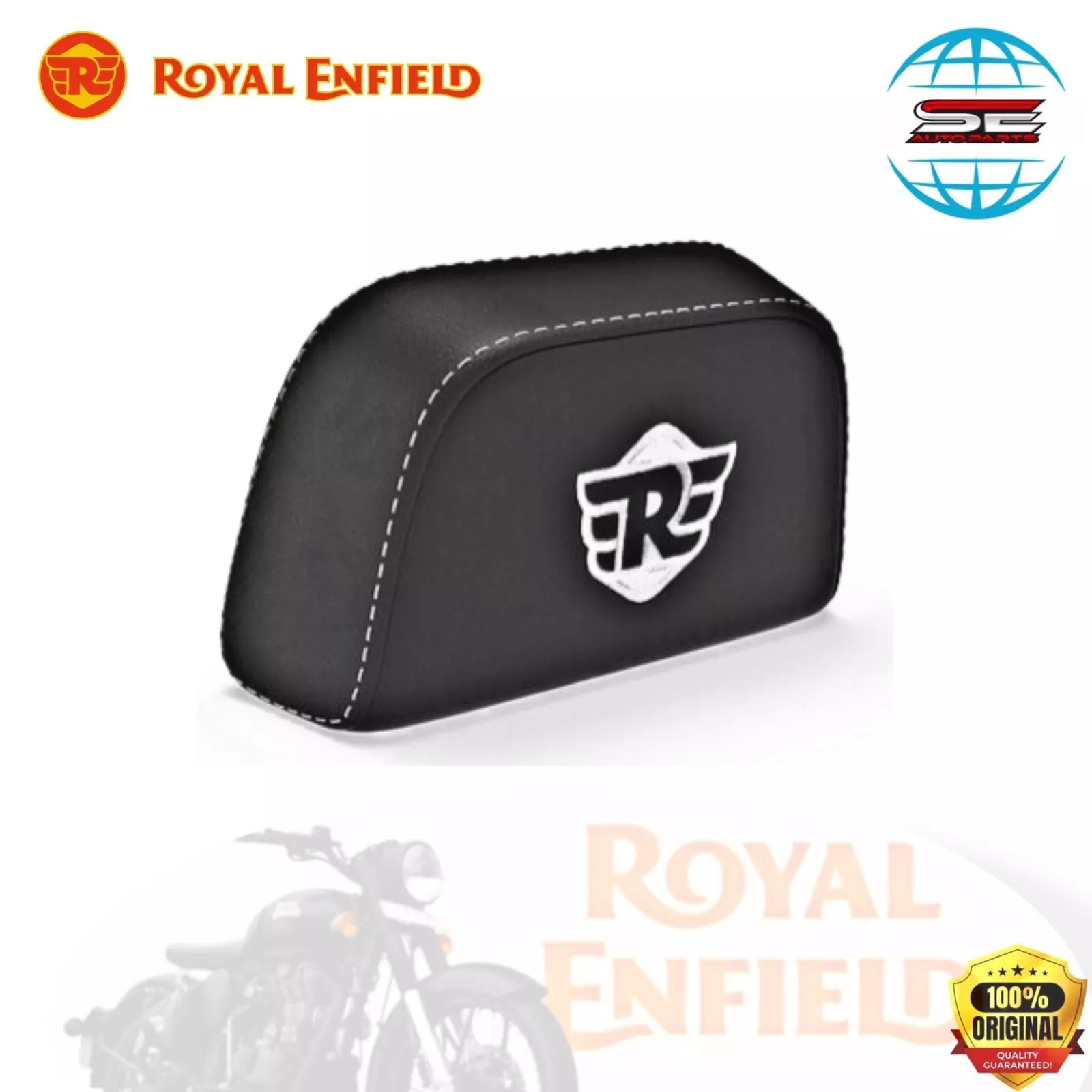 Genuine Black Passenger Backrest Pad for Royal Enfield All New Bullet ...