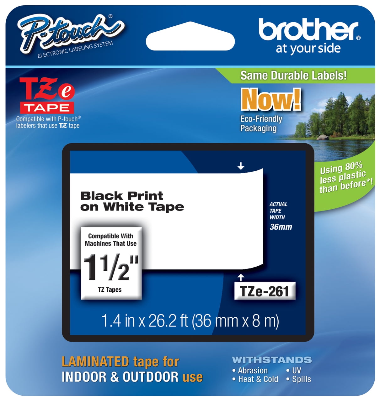 Brother 1.5 Black/White TZe P-touch Tape for Office Labeling - Walmart ...