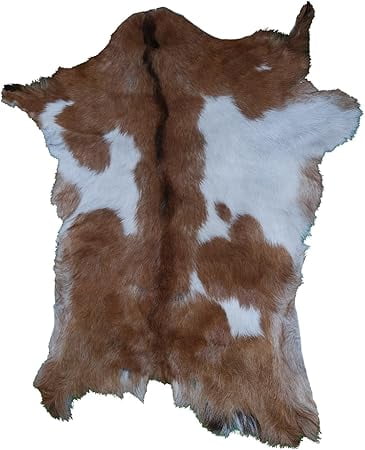 Genuine Brown and White Goat Skin Rug | Premium Hair-On Leather for ...
