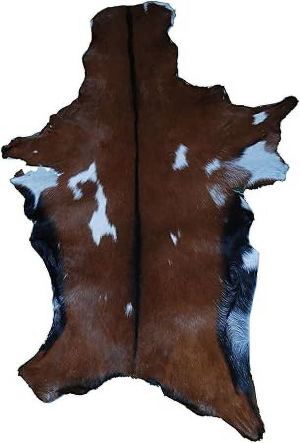 Genuine Brown and White Goat Skin Rug | Premium Hair-On Leather for ...