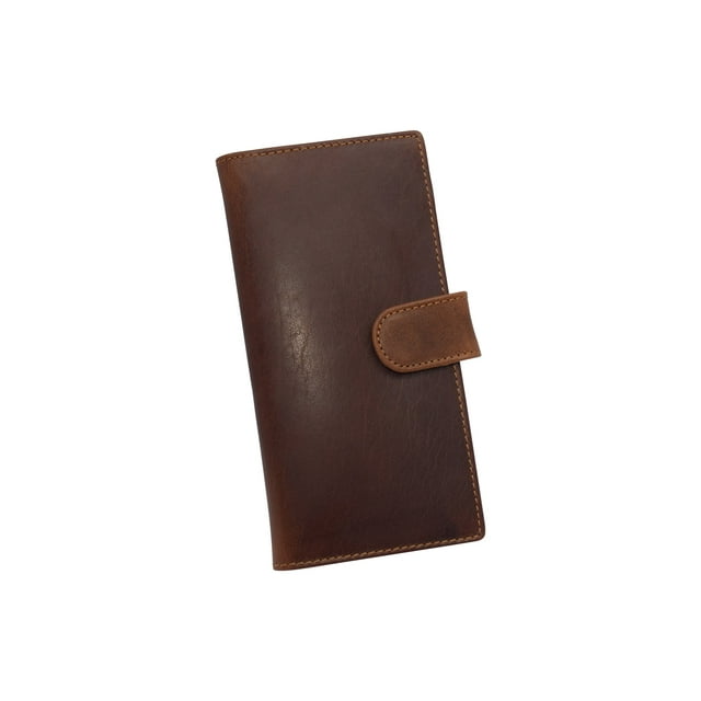 Genuine Buffalo Leather RFID Blocking Checkbook Cover Holder with Snap ...