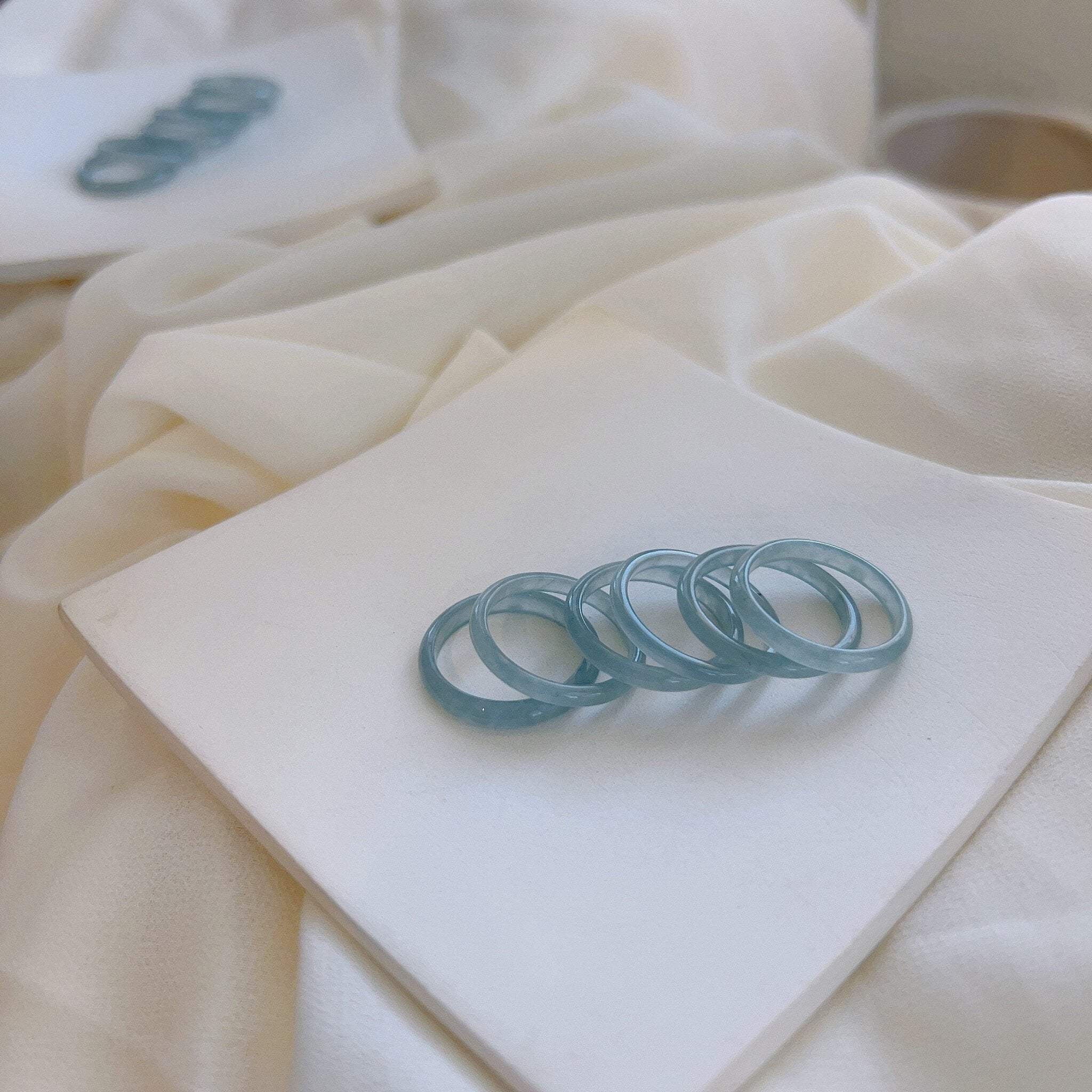 Genuine Burmese Jadeite Ring, Dainty Light Blue Icy Jadeite Band ...