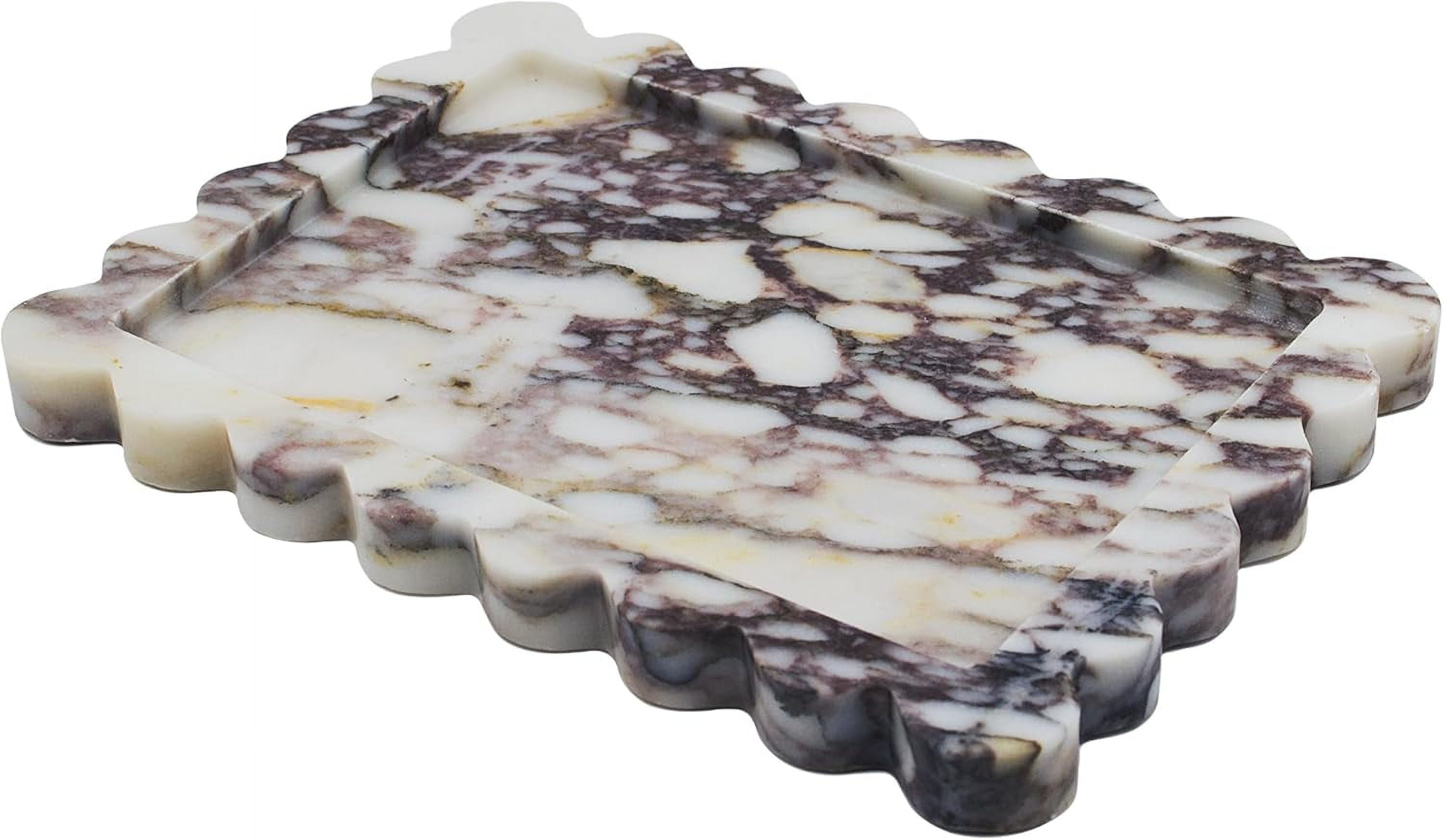 Genuine Calacatta Viola Scalloped Marble Tray, Real Natural Marble ...