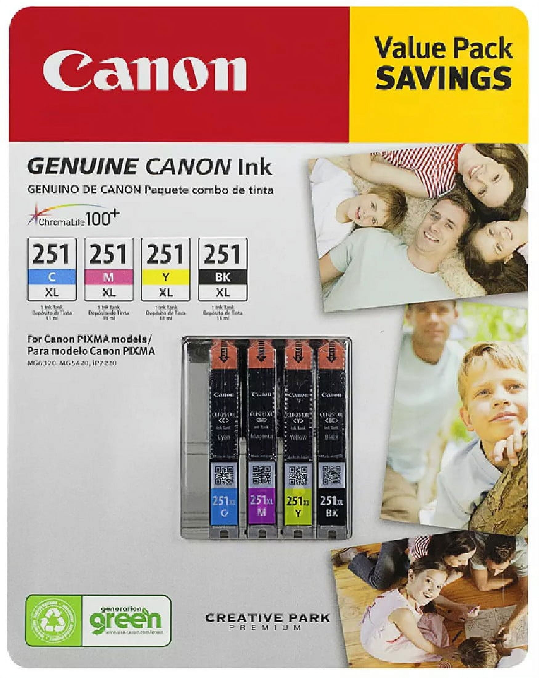 Canon 251XL High Capacity Ink Cartridges - Black, Cyan, Magenta, Yellow ...