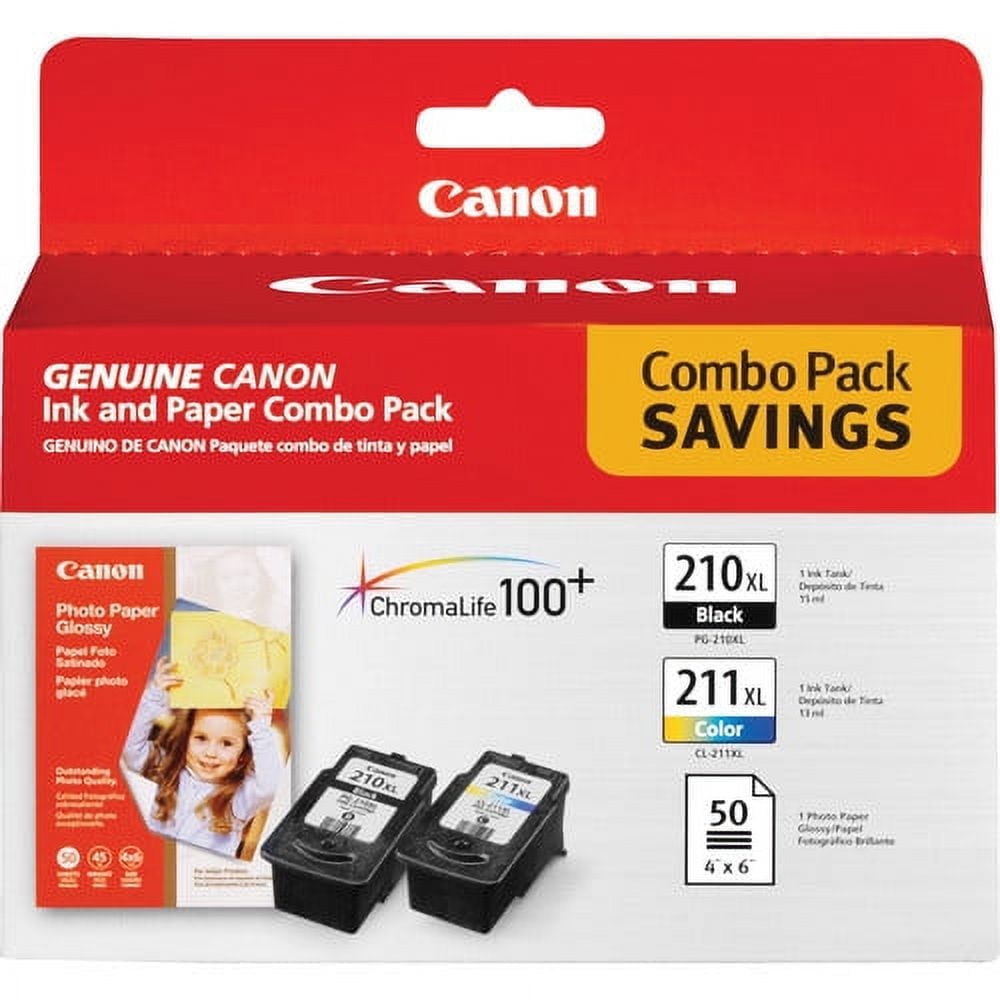 Free Shipping! Canon PG-210XL Black CL-211XL Color Ink & Paper Combo ...