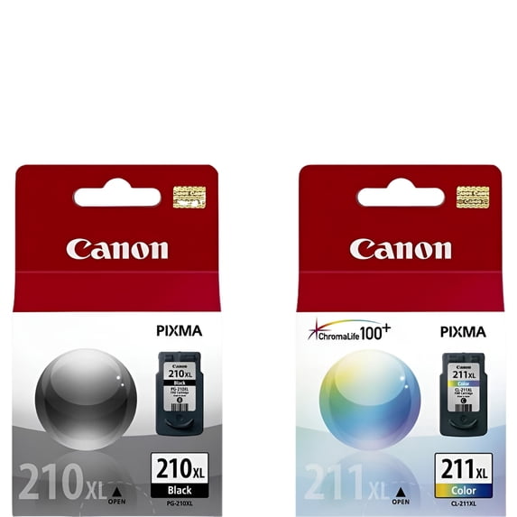 Genuine Canon PG-210XL Black & CL-211 XL Color Ink Tank for PIXMA ...