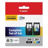 Canon Genuine PG-260 Black and CL-261 Color Ink Cartridges Value Pack ...