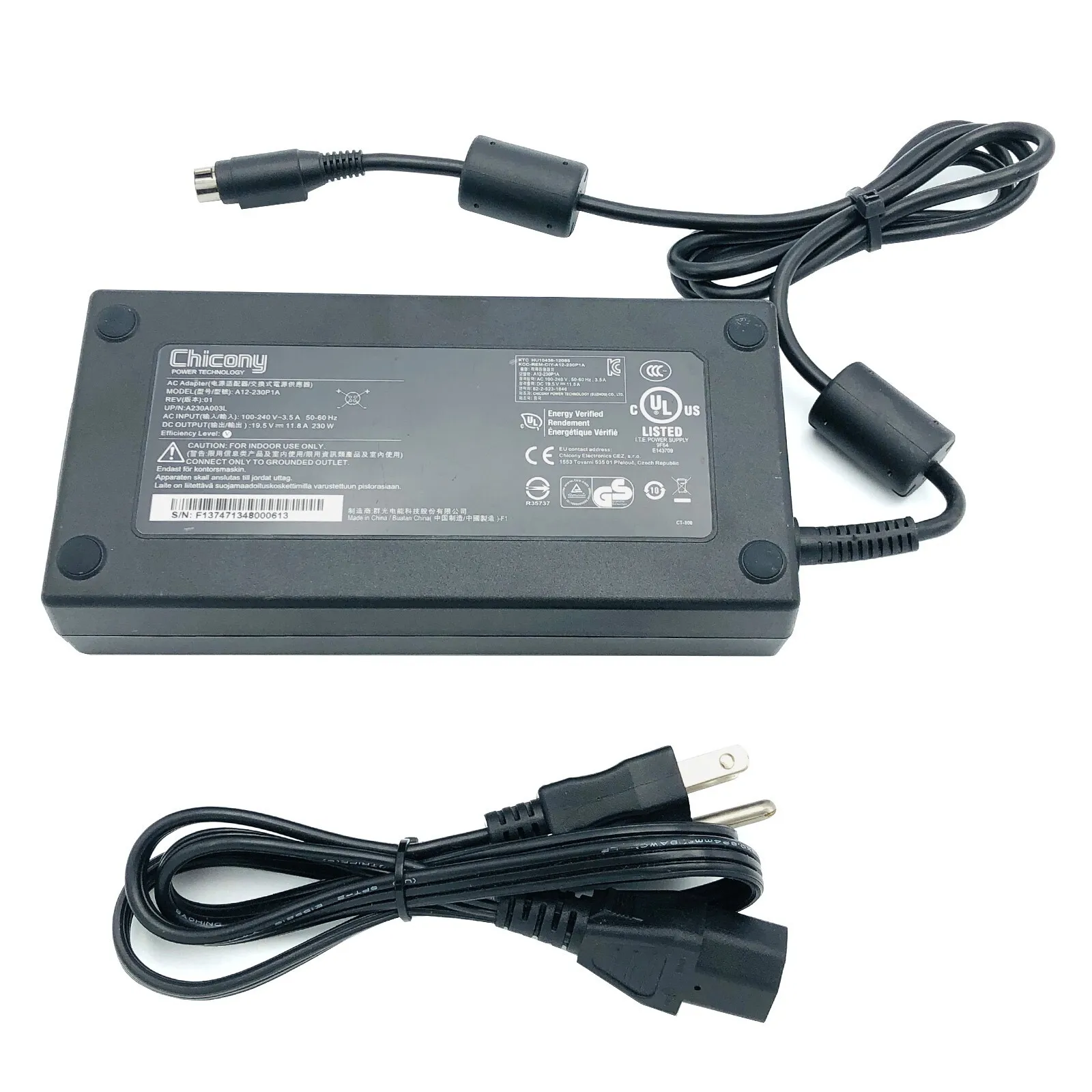 Pre-Owned Chicony AC Adapter A12-230P1A 19.5V 11.8A 230W 4-pin Laptop ...