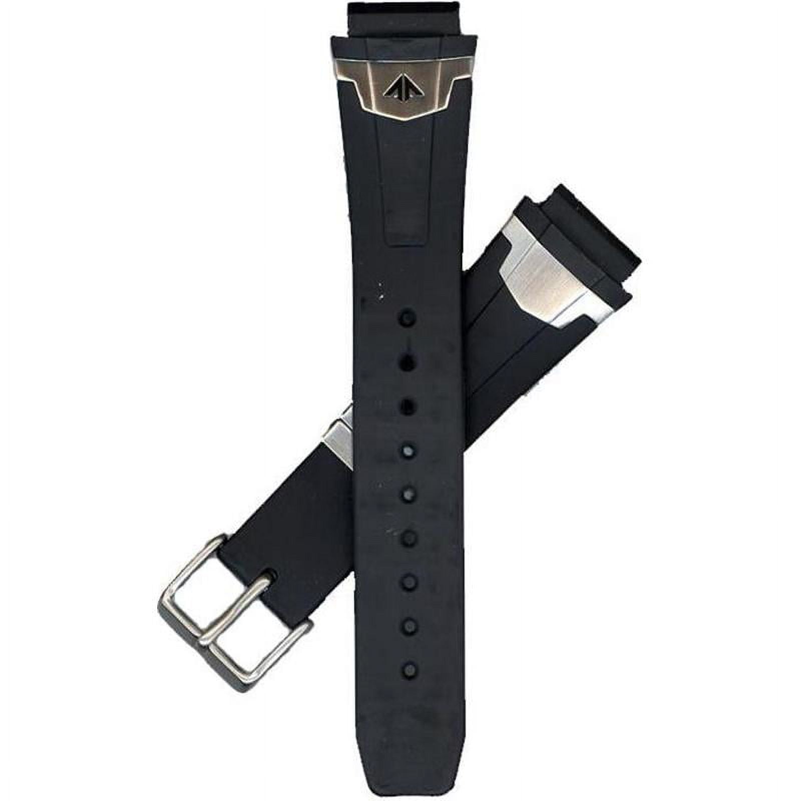 Genuine Citizen, Black, Rubber,18mm, Silver Tone Buckle, Silver Tone ...