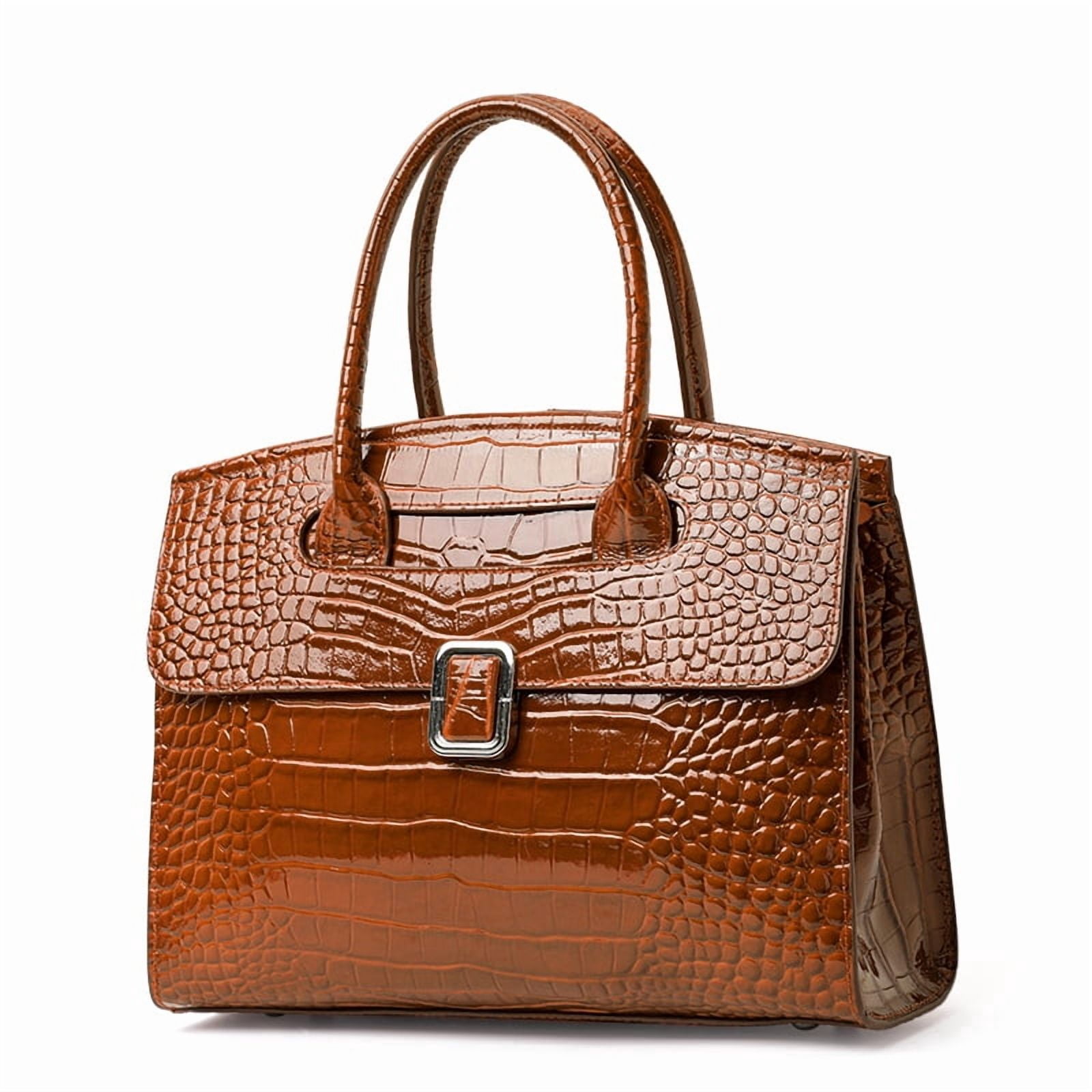 Genuine Cowhide Leather Crocodile Grain Tote Bag, Women's Top-handle ...