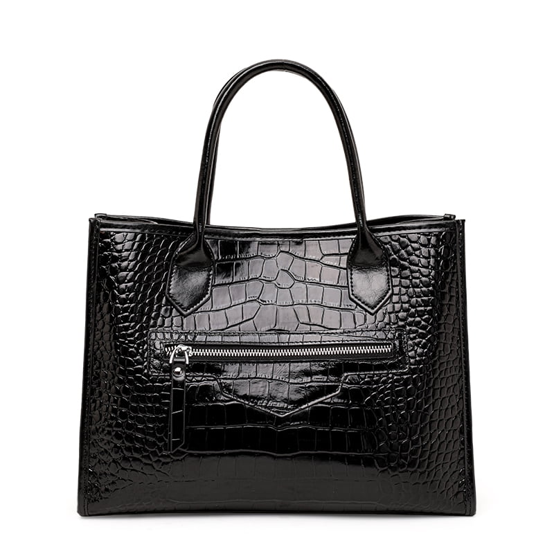 Genuine Cowhide Leather Crocodile Grain Tote Bag, Women's Top-handle ...