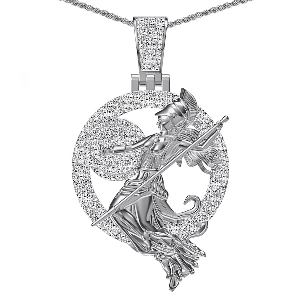 Genuine Diamond 0.85 Ct. Greek Warrior Goddess Of War Athena Charm ...