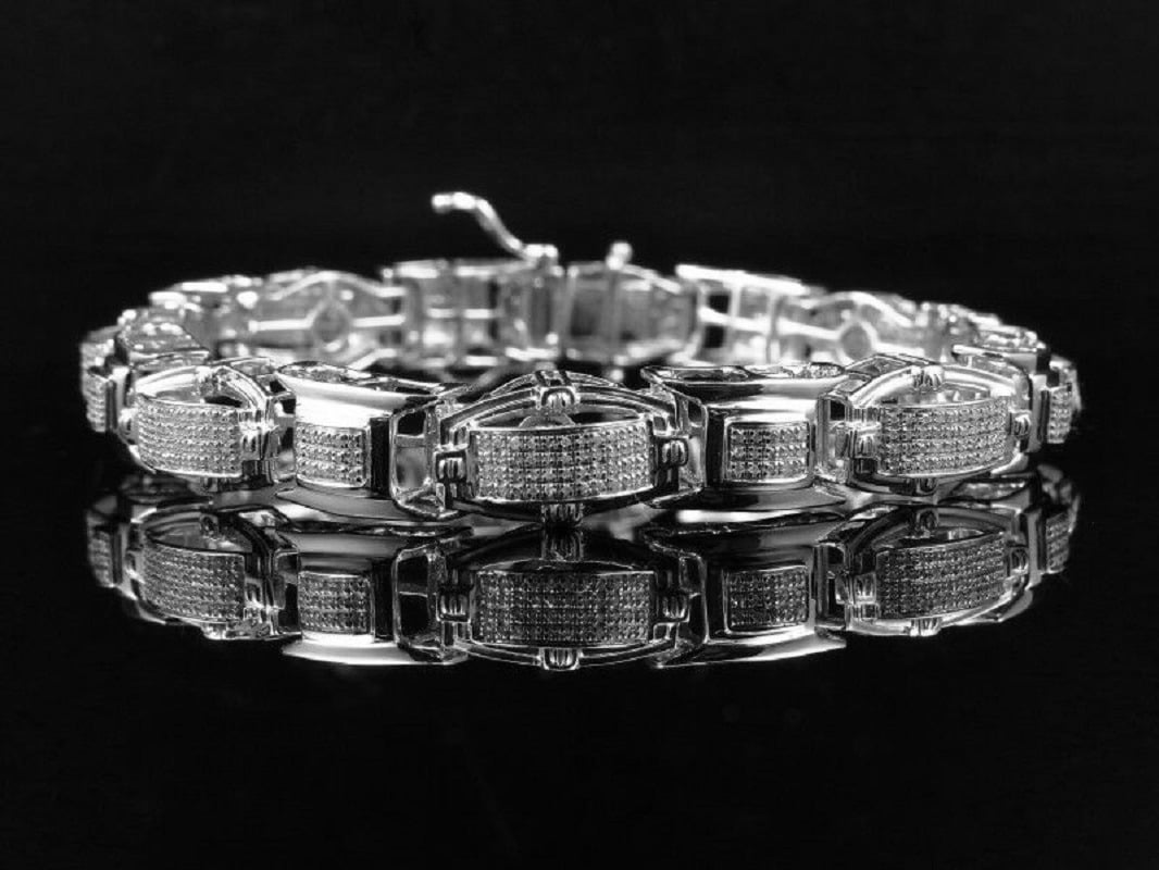 Genuine Diamond 8.5 Inch Bracelet set in White Gold Finish 1CT ...