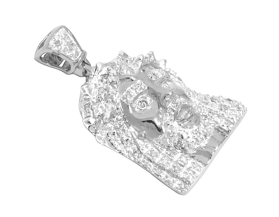 Genuine Diamond Mini Jesus Pendant 10K White Gold .25ct 1.0" - Walmart.com