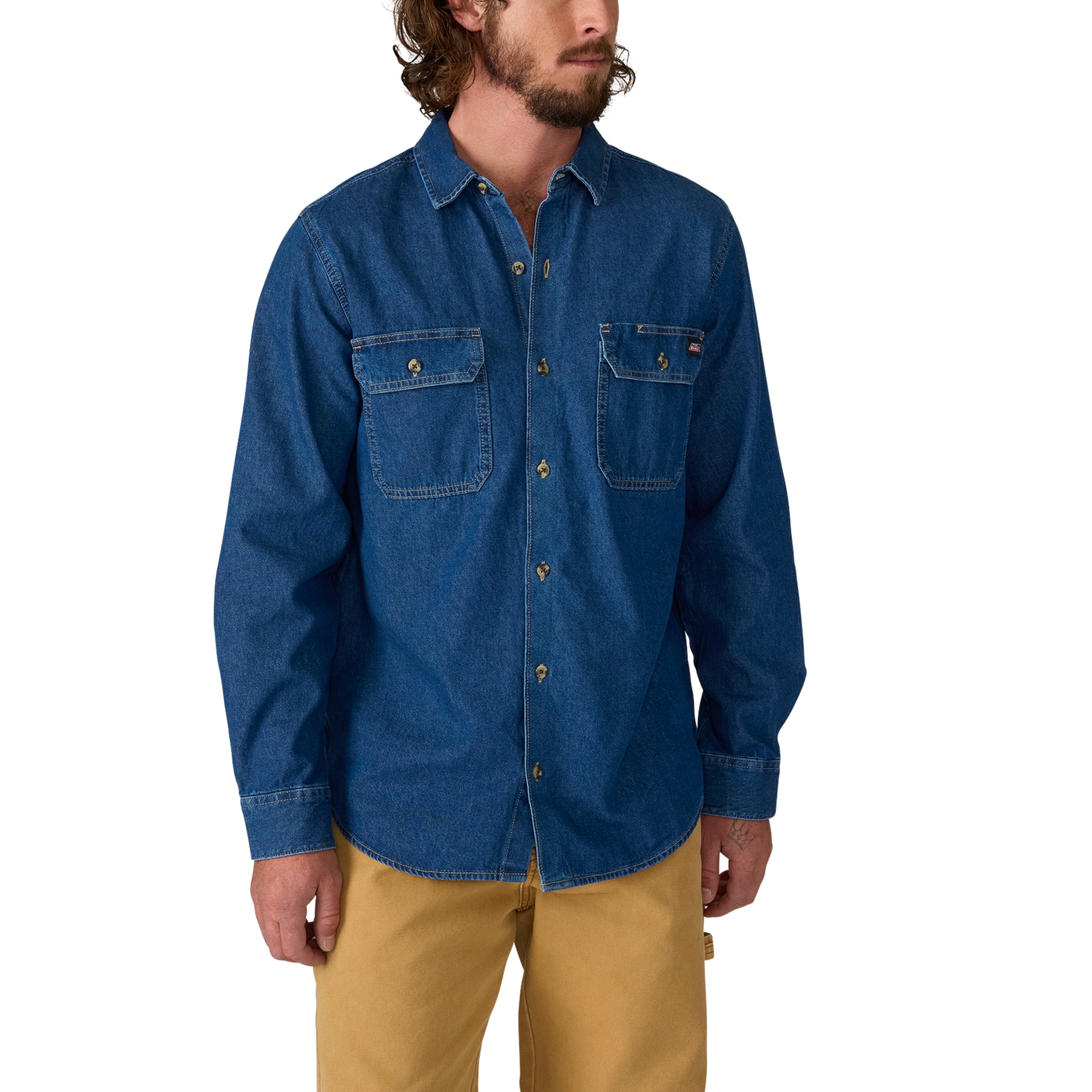 Genuine Dickies Long Sleeve Denim Shirt Walmart