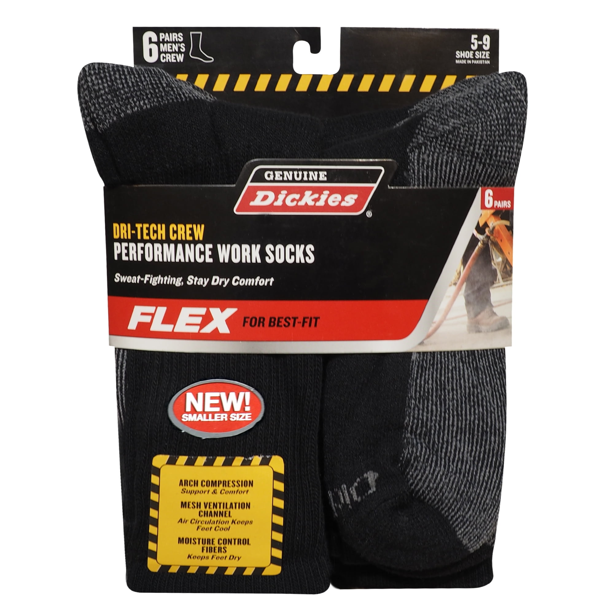 Genuine Dickies Men's Dri-Tech Crew Socks, 6-Pack, Sizes 6-15 - Walmart.com