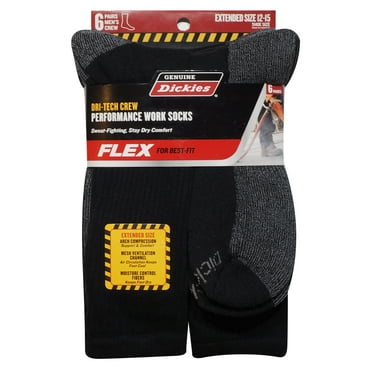 Genuine Dickies Men's Dri-Tech Comfort Crew Work Socks, 5-Pack ...