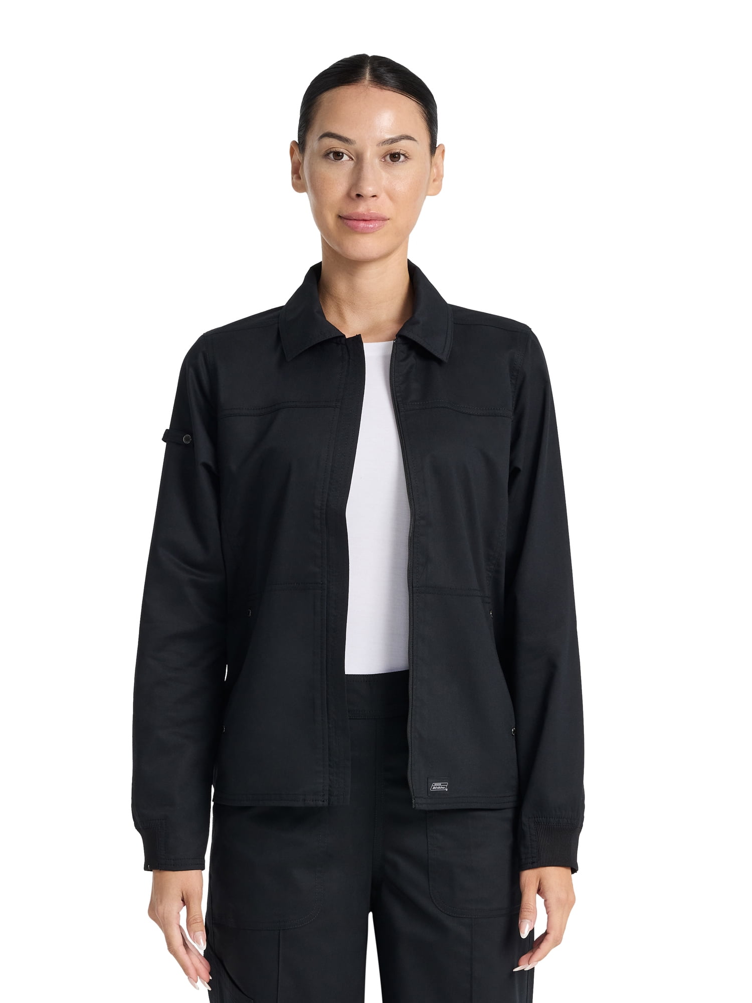 Genuine Dickies Women's Collared Zip Scrub Jacket with Pockets and ...