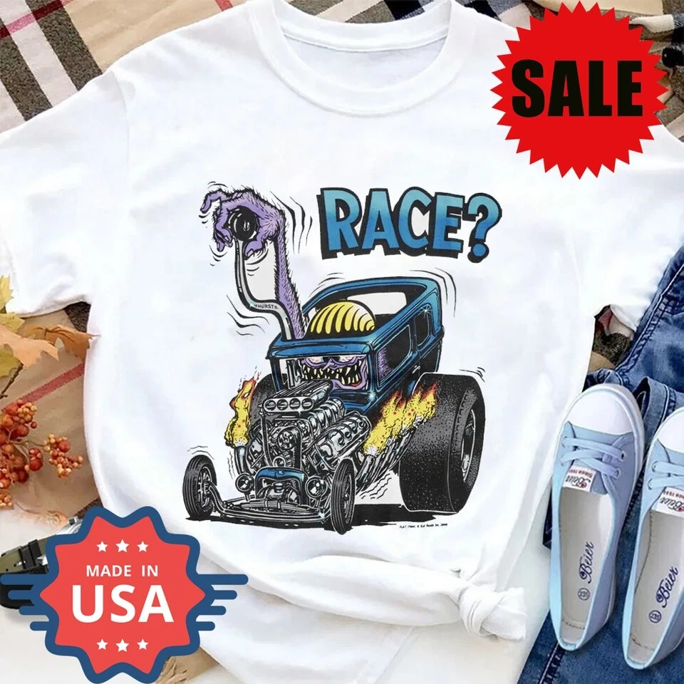 Genuine Ed Roth Rat Fink Colorful Hot Rod Race Cotton T-Shirt Men Women - Walmart.com