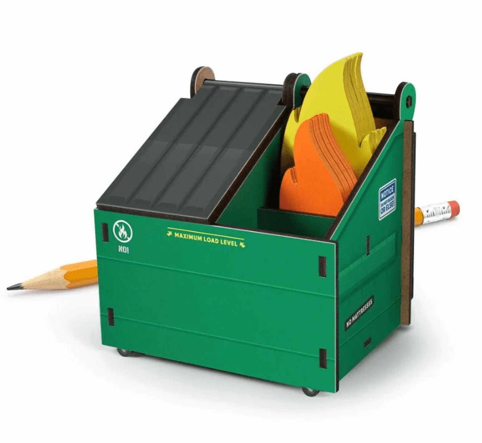 Genuine Fred, Cardboard Mini Dumpster, Green with Flame Notecards ...