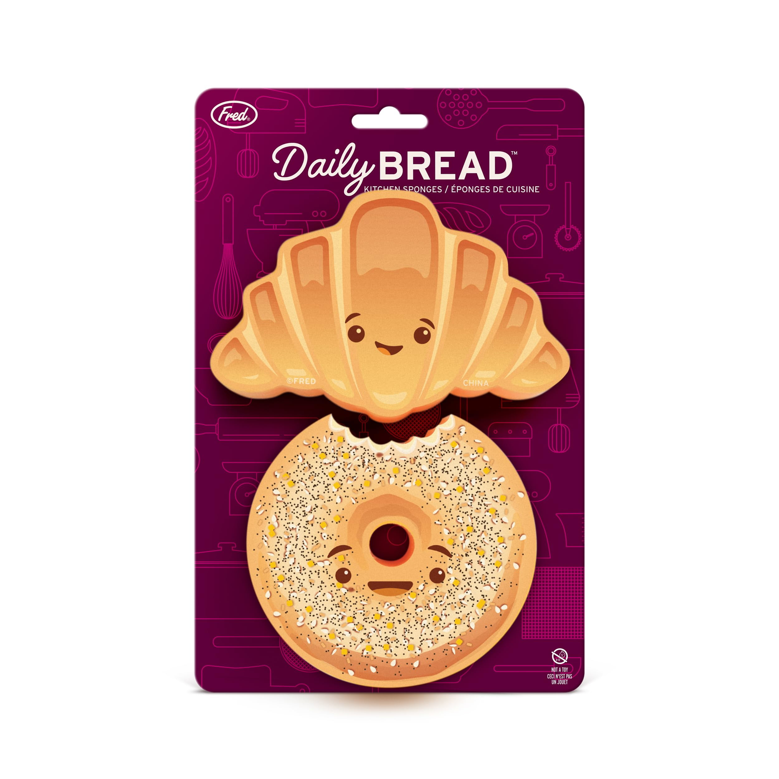 Genuine Fred Daily Bread Kitchen Sponges, Set of 2, Croissant and Bagel ...