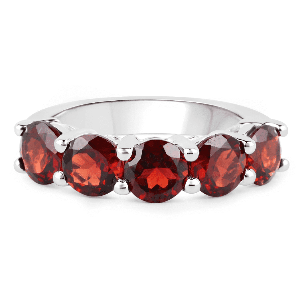 Genuine Garnet Ring in .925 Sterling Silver with Rhodium Plating 5 ...