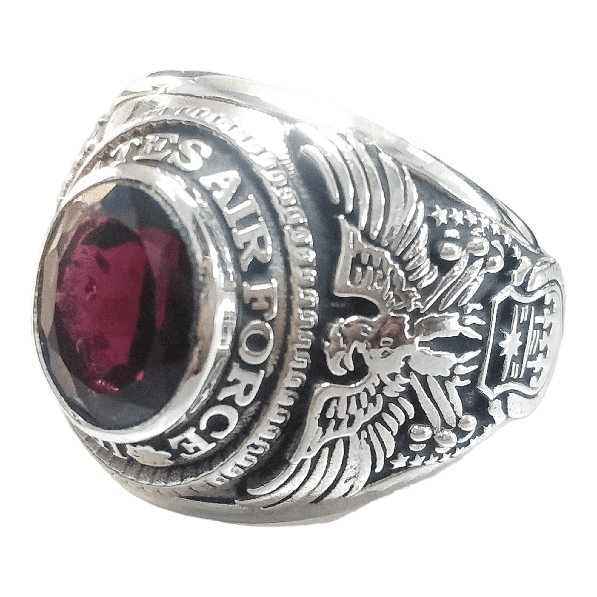 Genuine Garnet Ring - US Air Force Ring - USAF Ring - 925 Sterling ...