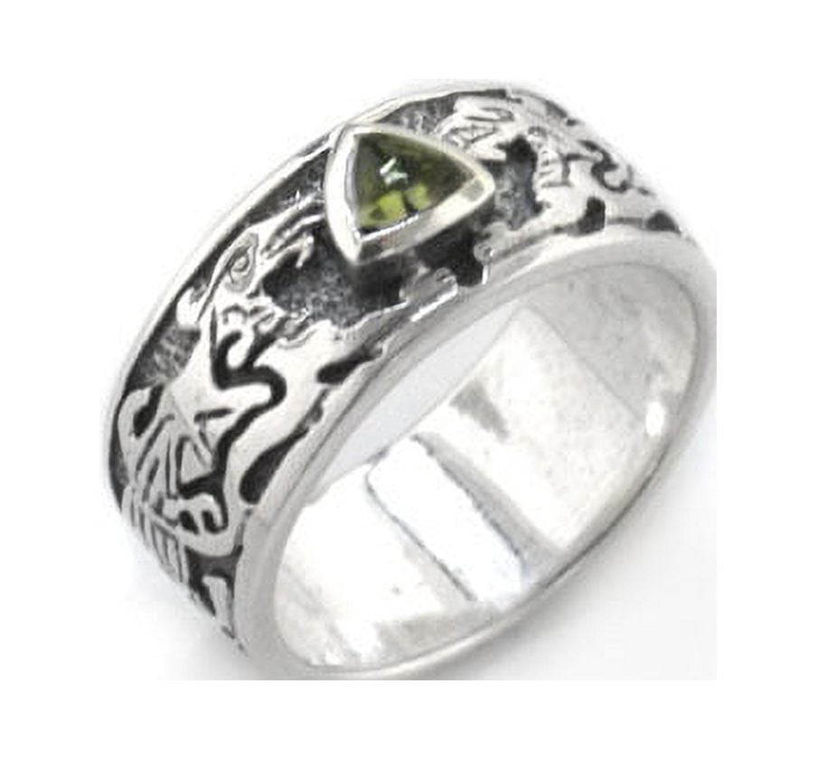 Genuine Green Moldavite Meteor Celtic Knot Dragon Sterling Silver Ring ...