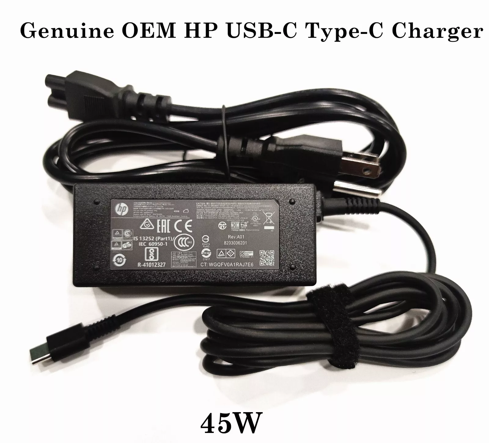 Pre-Owned Genuine HP 45W USB-C Type-C AC Adapter Laptop Charger for HP ...