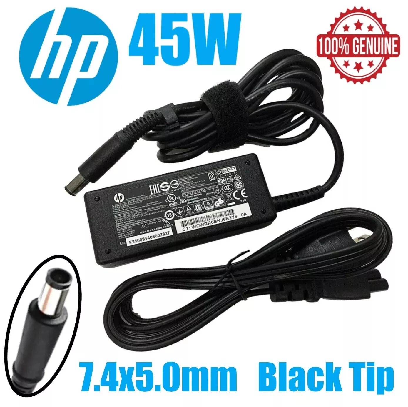 Genuine HP Laptop Charger AC Adapter Power Supply 744481-002 744893-001 ...