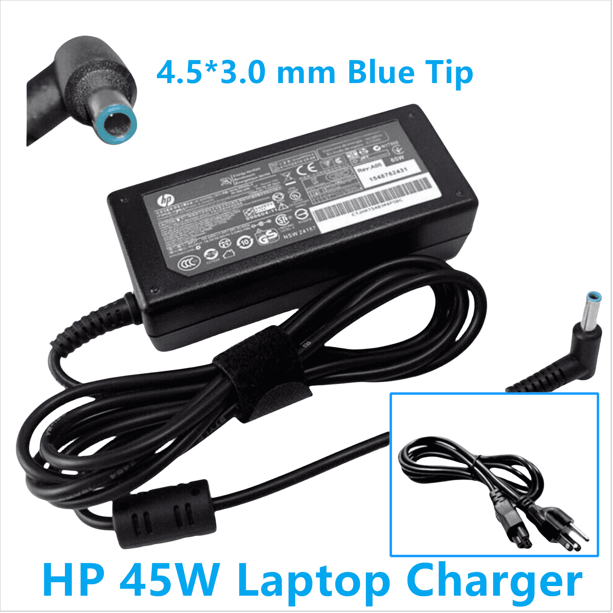 Genuine HP Stream 11 13 14 HP Blue Tip 741727-001 45W 19.5V Ac Adapter ...