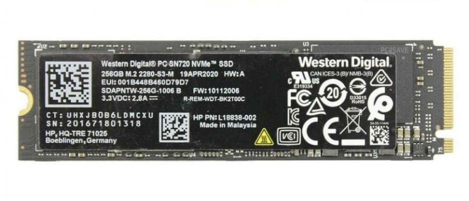Genuine HP WD 256GB M.2 2280 SN720 PCIe NVMe SSD Drive L18838-002 SDAPNTW-256G-1006 - Walmart.com