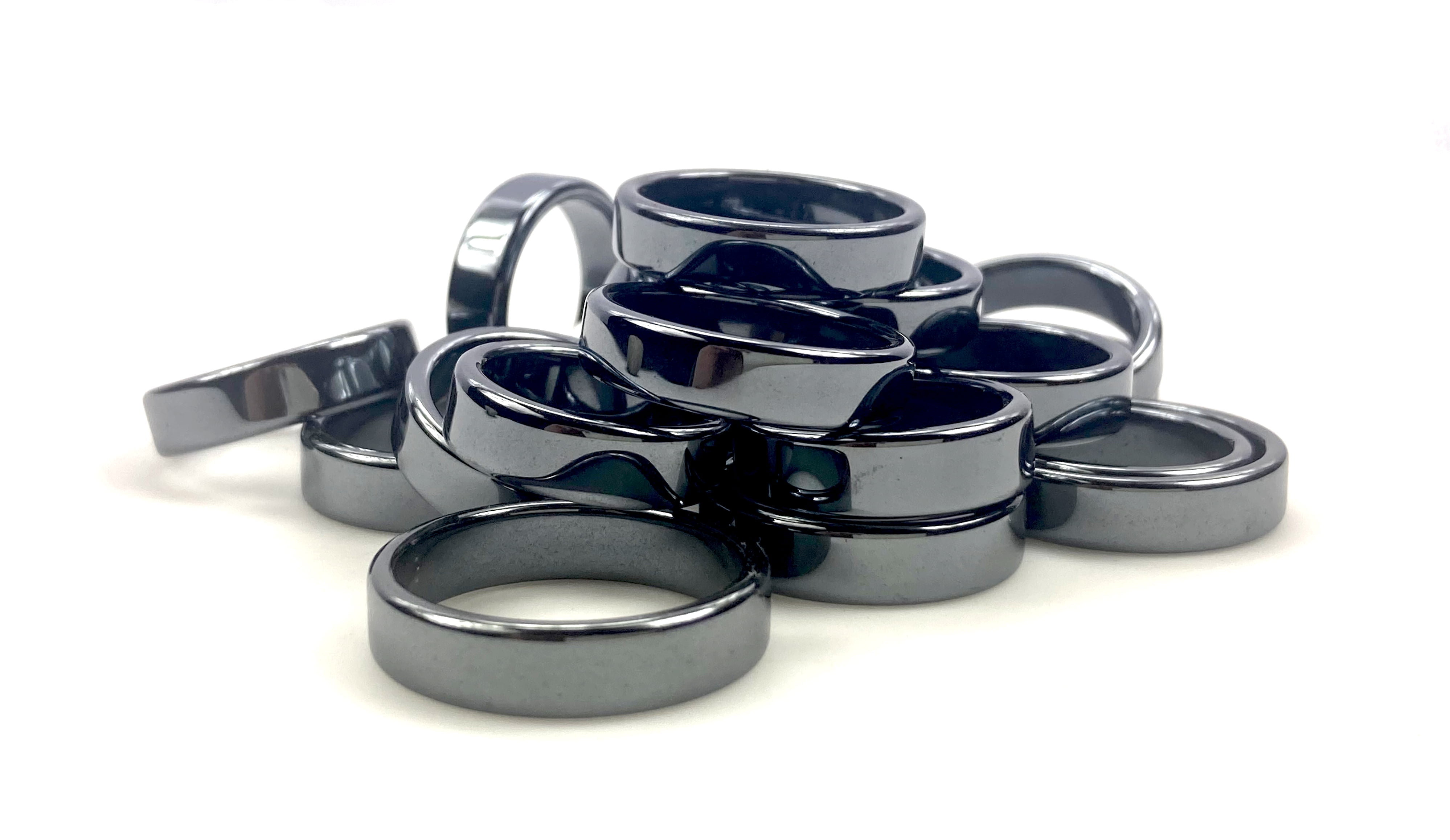 Purple Whale Rings Set, Black Hematite Stone Ring, Unisex Band, 20 ...