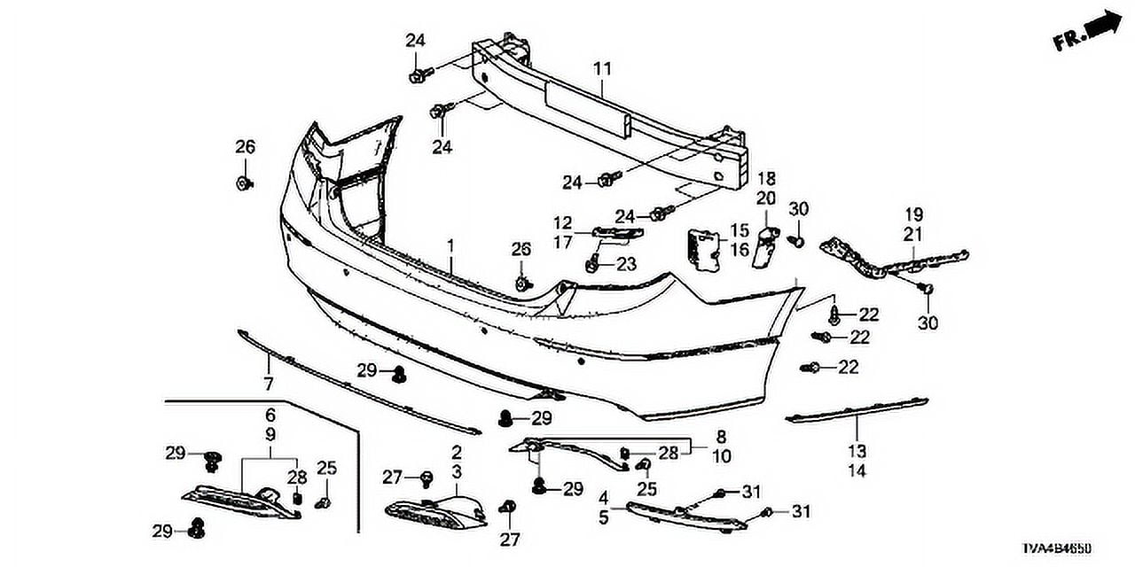 Genuine Honda Accord Rear Bumper Trim Garnish Right (2018-2021) OE ...