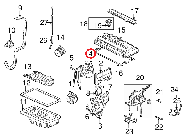 Genuine Honda Timing Belt Cover Upper Rear Back OE 11840P72010 ...