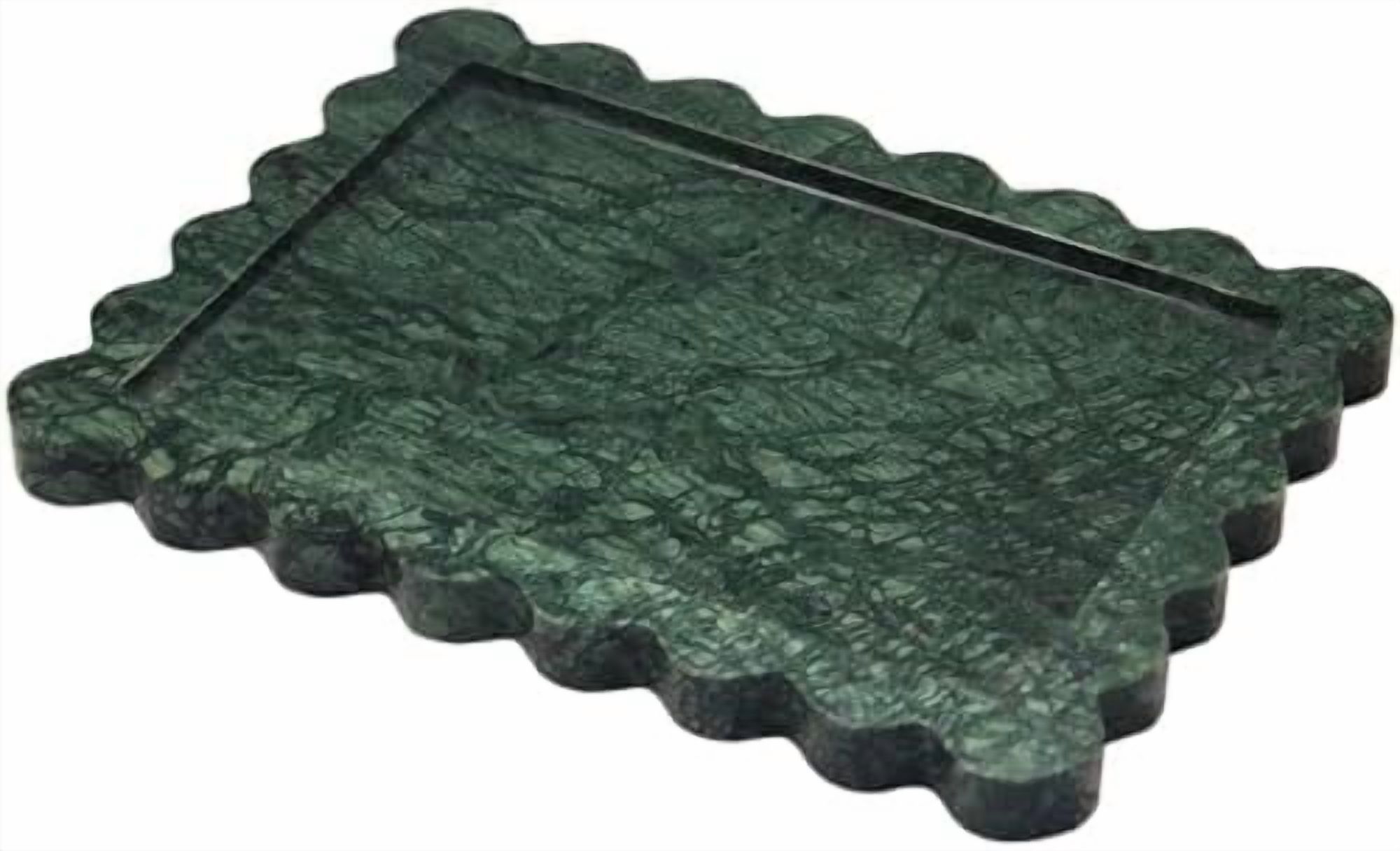 Genuine Indian Green Scalloped Marble Tray, Real Natural Marble Stone ...