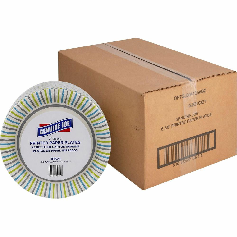 Genuine Joe Printed Paper Plates - 125 / Pack - 7" Diameter Plate ...