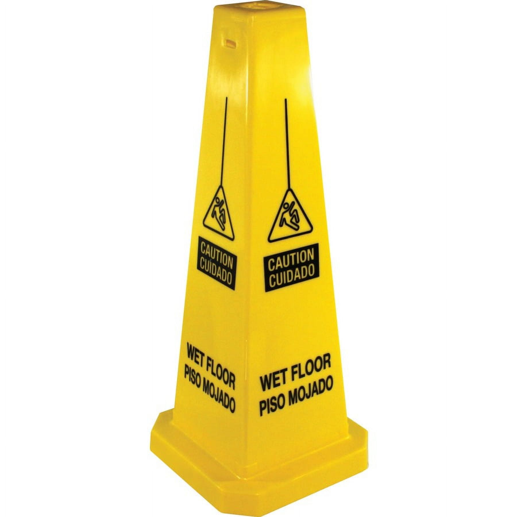 Genuine Joe Bright Four-sided Caution Safety Cone - 1 Each - 10" Width ...