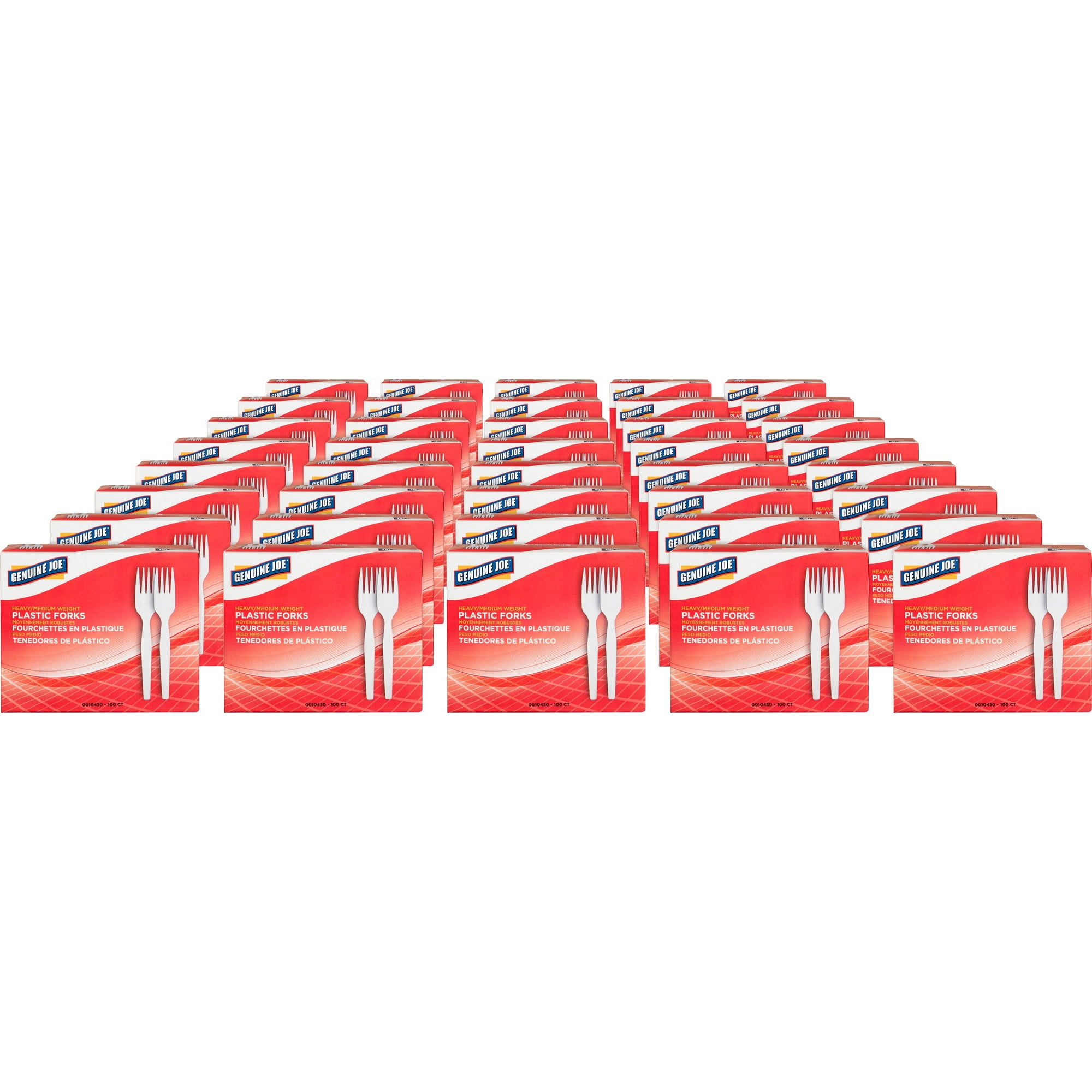 Genuine Joe Heavyweight White Plastic Forks - 100 / Box - 4000 Piece(s ...