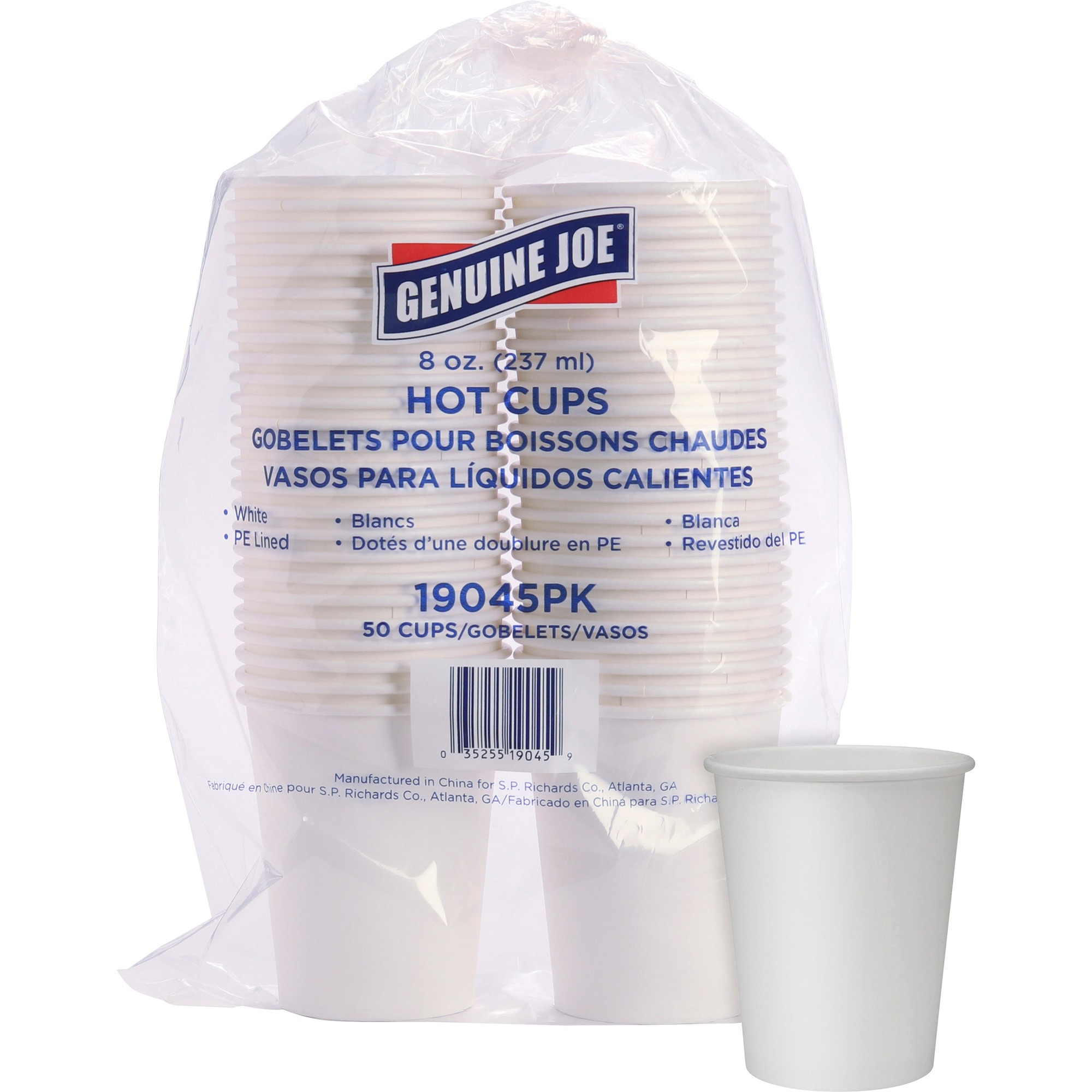 Genuine Joe Lined Disposable Hot Cups - 8 Fl Oz - 1000 / Carton - White ...