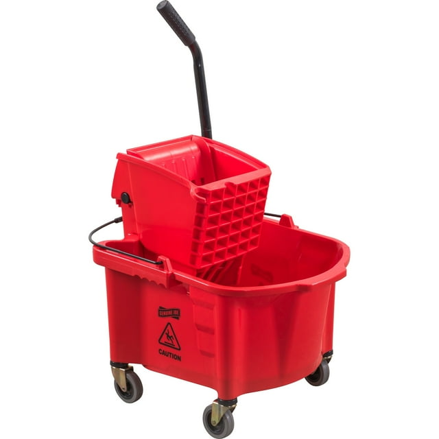 Genuine Joe Splash Shield Mop Bucket/wringer - 26 Quart - Plastic - Red ...