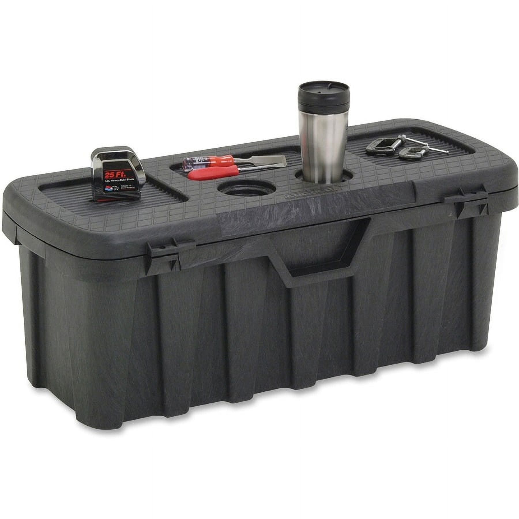 Genuine Joe Tuff Bin Storage, w/Carrying Handles, 35"x14"x13", Black ...