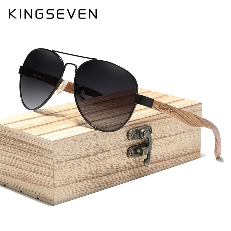 Genuine KINGSEVEN Pilot Sunglasses For Men UV400 Polarized Wood Women ...