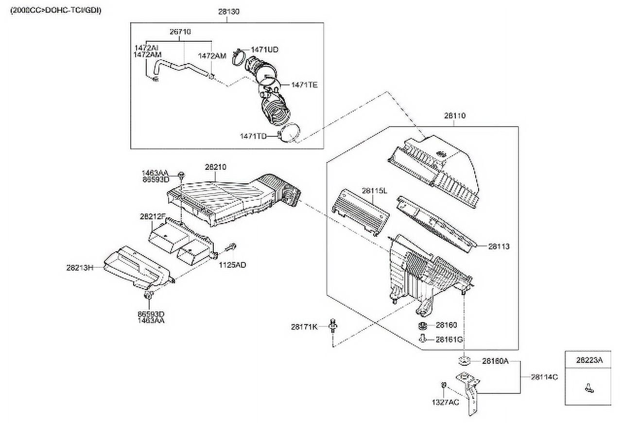 Genuine Kia Engine Air Intake Tube Duct Assembly OE 28210D3200 ...